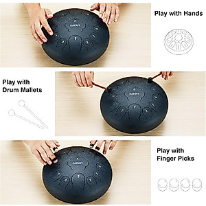 LEKATO Steel Tongue Drum 12 Inch 13 Tones, Rain Drum for Outside Beginner Handpan Drum Percussion for Meditation Yoga Musical Education, Best Gift for Family/Friends