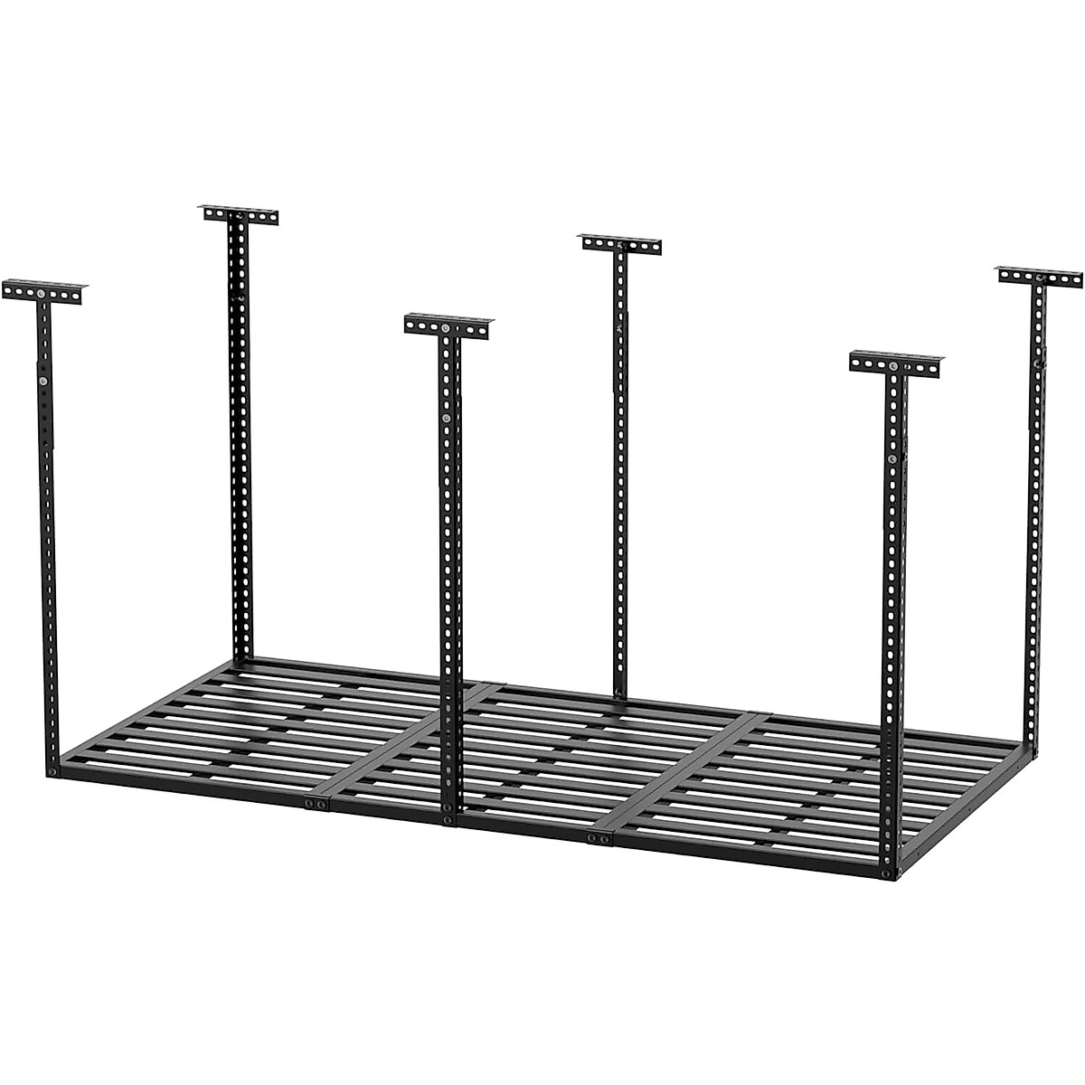 INDSUMOT 3x6 Heavy Duty Adjustable Ceiling Mounted Storage Racks, Overhead Garage Storage Rack, Hanging Garage Storage, 750LBS Weight Capacity 36 in W x 72 in L x 24-40 in, Black