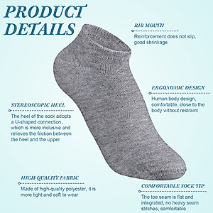 200 Pairs Thin Low Cut Ankle Socks Polyester Comfortable Lightweight Sock for Men Teens Team Charity Event Supplies Bulk Pack (Gray)