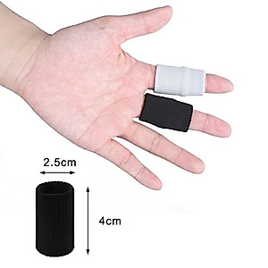 20 PCS Finger Sleeves Protectors, Sport Finger Sleeves Thumb Brace Support Finger Brace Elastic Thumb Sleeves for Relieving Pain Arthritis Trigger Finger (Black Grey)