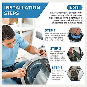 Upgraded Dryer Repair Kit DC97-16782A Dryer Roller Compatible with Samsung DV50K86EV/A3 DV40J3000EW/A2 DV42H5000EW/A3 Includes 6602-001655 Dryer Belt DC93-00634A Dryer Idler Pulley With Tension Spring