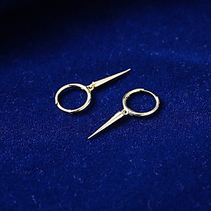 Milacolato 925 Sterling Silver Minimalist Spike Dangle Hoop Earrings for Women 18K Yellow Gold Plated Drop Charms Hoops Punk Earrings