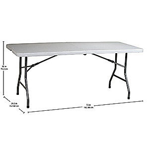 Office Star Resin Rectangle Center-Folding Portable Table for Picnics, Camping, and Tailgating, 6 Feet