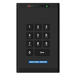 SecureData SecureDrive KP 250GB SSD Hardware Encrypted USB 3.0 External Drive FIPS 140-2 Level 3 Unlock via Keypad TAA Compliant, CJIS, HIPAA, CMMC, GDPR Compliant, Works with Mac and Win Free AV