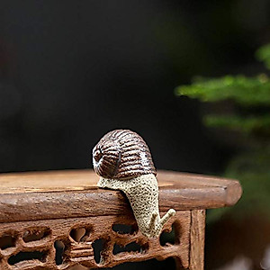REBABA Snail Figurines, Miniature Fairy Garden Ceramic Ornaments for Home Decor Micro Landscape Crafts Bonsai Decor(Type C-S)