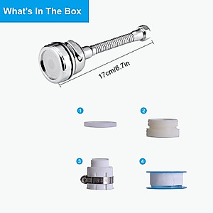 Kitchen Faucet Sprayer Attachment, Movable Faucet Extender with 4 Spray Modes, 360° Rotatable Sink Faucet Head, Anti-Splash Tap Booster Shower and Water Saving Faucet for Kitchen-Long