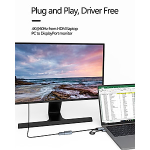 fairikabe HDMI to DisplayPort Adapter 4K60Hz, Active HDMI 2.0 Male to DisplayPort 1.2 Female Converter, HDMI Output to DP Input Adapter for Monitor, Xbox One, PS4, Mac Mini