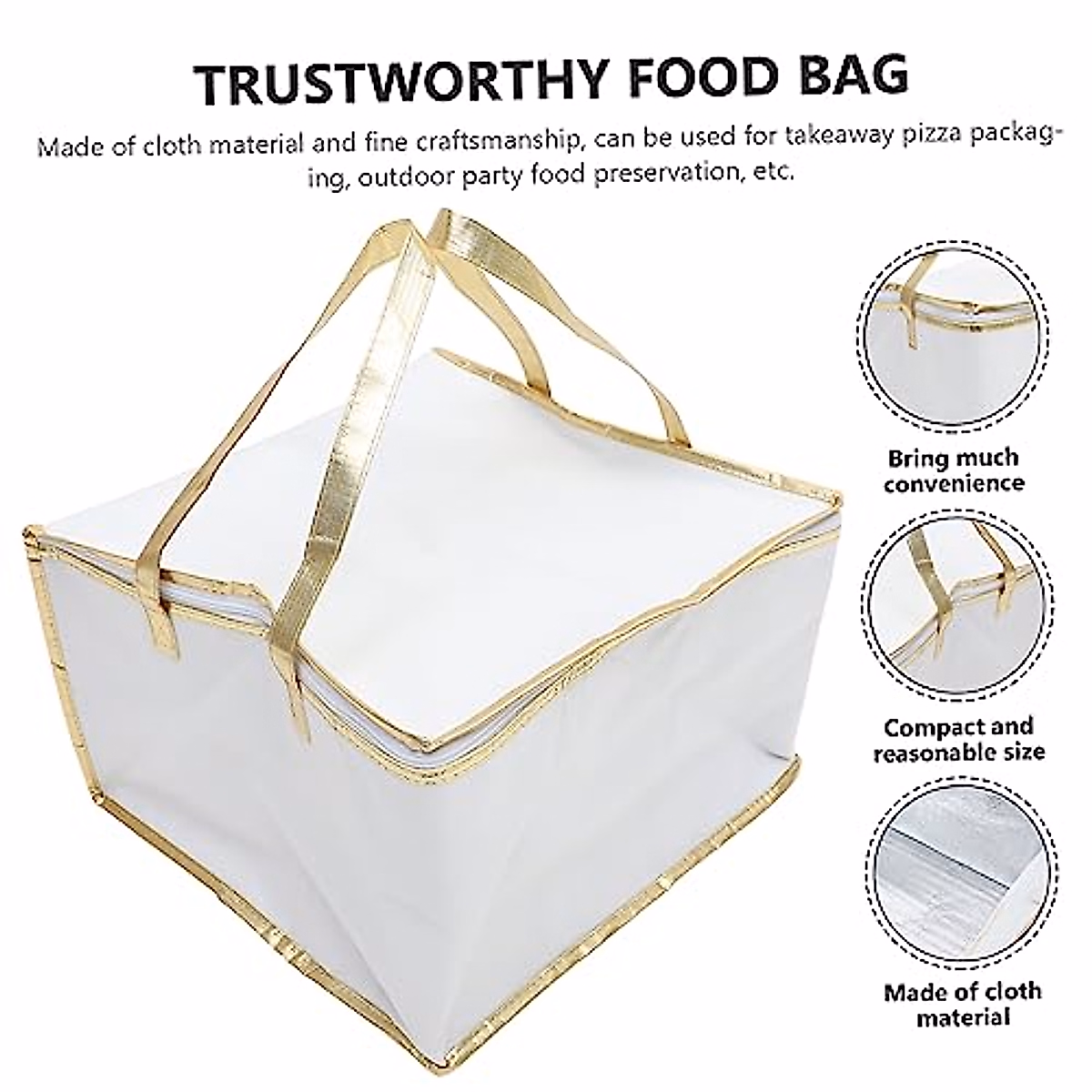 ULTECHNOVO Cake Insulation Bag Zip up Tote Bag Portable Heating Lunch Box Collapsible Picnic Basket Food Transport Tote Pizza Delivery Takeout Thermal Bag Food Pouch Food Storage Bag Barbecue