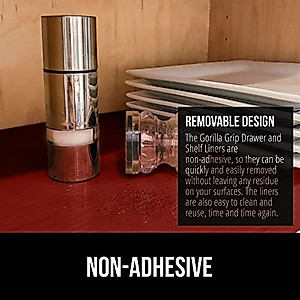 GORILLA GRIP DuraGuard Shelf Liner, Non-Adhesive Cabinet Liners for Kitchen Drawers, Shelves, Refrigerator, Pantry Storage, Bathroom Closet, Durable Waterproof BPA Free Ribbed Plastic, 12x10 Dark Red