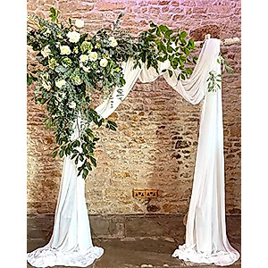 LuoluoHouse White Wedding Arch Draping Fabric 2 Panels 6 Yards Chiffon Wedding Arch Drapes Sheer Drapery Backdrop for Wedding Ceremony Party Ceiling Decor