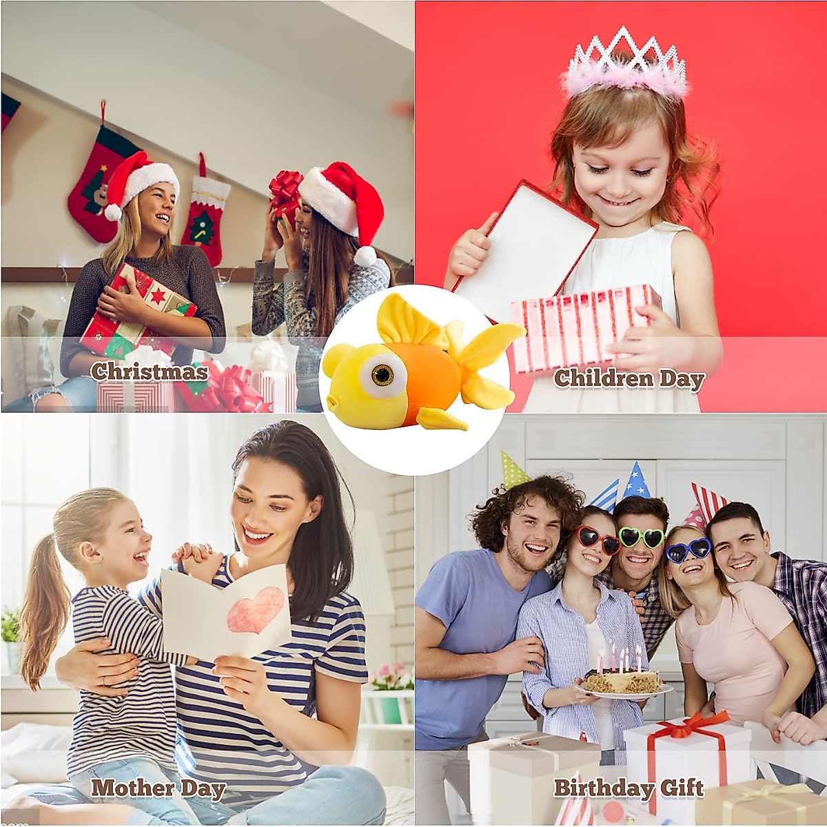 CHELEI2019 13.8" Goldfish Stuffed Animal Soft Cute Fish Plush Pillow Toy Gift for Kids,Yellow