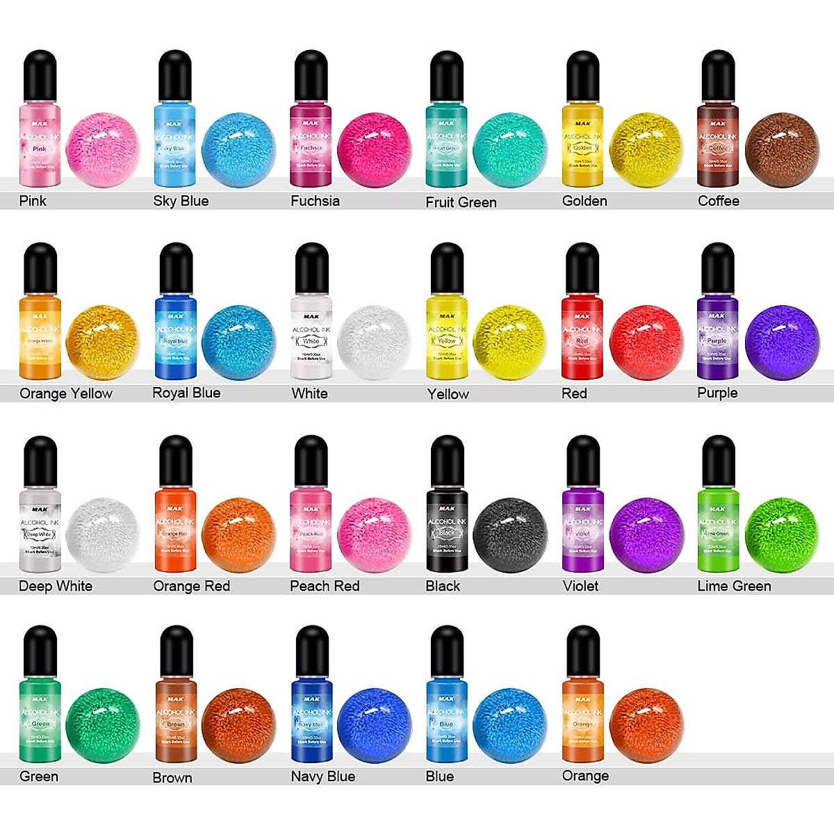 Alcohol Ink Set 27 Vibrant Colors,Epoxy Resin Paint Colour Dye, Concentrated Alcohol-Based Ink Pigment for Resin Petri Dish, Coaster, Resin Art, Tumbler Making, Acrylic Painting - 0.35oz Each