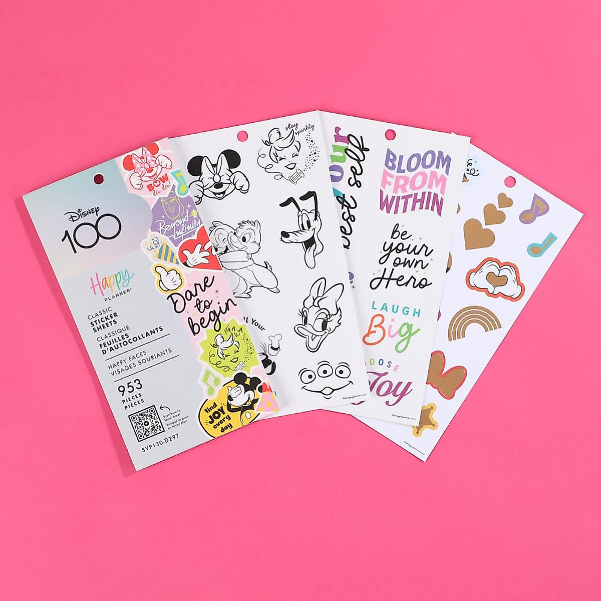Happy Planner Disney Sticker Pack, Easy-Peel Multicolor Stickers for Journals, Planners, and Calendars, Scrapbook Accessories, Happy Faces Theme, 30 Sheets, 953 Stickers Total