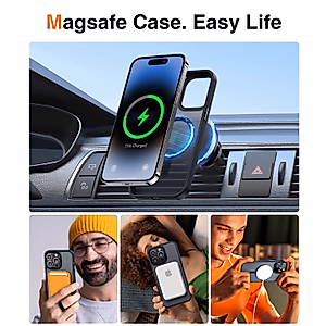 Meifigno Magic Mag Series for iPhone 14 Pro Max Case, [Military Grade Protection & Compatible with MagSafe], Translucent Matte Back with Aluminum Alloy Keys, for iPhone 14 Pro Max 6.7", Black