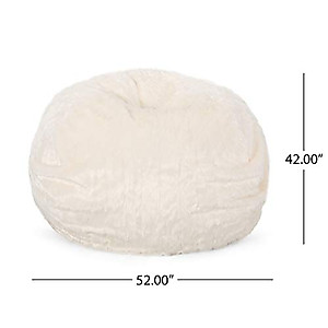 Christopher Knight Home Schley 5 Foot Bean Bag - Short Faux Fur - White