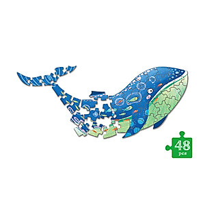 Big Floor Puzzle,48pcs Animal Shaped Jigsaw Puzzles, Toddler Games and Gifts for Kids Ages 3 Years and Up, Best for Family Game Collection New Year Christmas Birthday Kids Gifts (Whale)