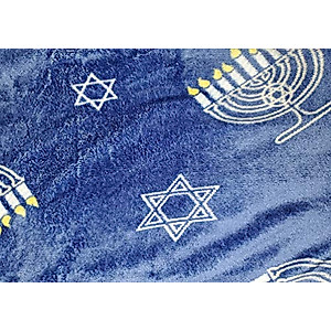 Maccabbee Collection by Décor&More Microplush Holiday Throw Blanket (60" x 50") - Hanukkah Menorah