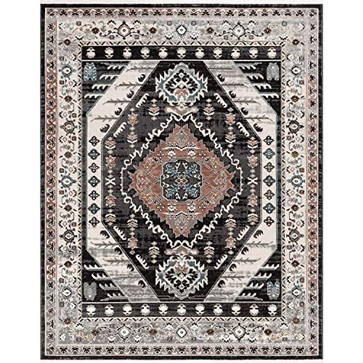 Well Woven Indira Julita Vintage Bohemian Aztec Tribal Black 5'3" X 7'3" Area Rug