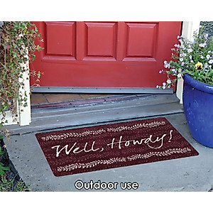 Toland Home Garden 800338 Howdy Chalk Vines- Maroon Welcome Door Mat 18x30 Inch Funny Outdoor Doormat for Entryway Indoor Entrance