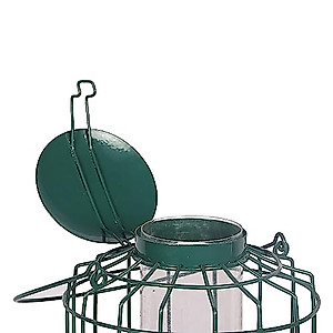 ISALRAY Outdoor Hanging Wild Bird Feeder Cage Squirrel Proof with Large PC Tube Metal Seed Guard Feeder