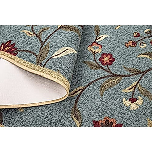 Machine Washable Floral Leaves Design Non-Slip Rubberback 3x10 Traditional Runner Rug for Hallway, Kitchen, Bedroom, Living Room, 2'7" x 9'10", Seafoam Green