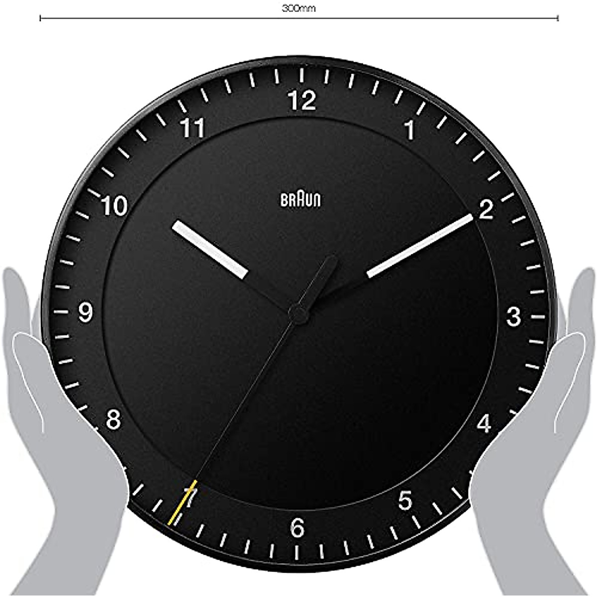 Braun Classic Mixed Analogue Wall Clock Home Gift Bundle with Silent Sweep Movement, Easy to Read, 30cm Diameter in Black + White, Model BC17B, BC17W (2 Pack)