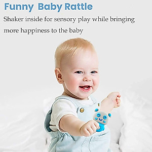 Baby Teether Toy, Teetheing Toys for Babies 0-12 Months, Baby Soothing Teether Toys for Sensory Exploration and Teething Relief, Cute Cartoon Shape, BPA-Free