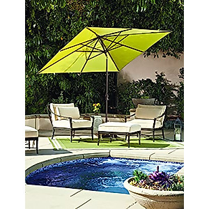 Treasure Garden 8 x 10-Foot Deluxe Auto-Tilt Rectangular Market Umbrella with Bronze Frame and Obravia2 Fabric: Forest Green