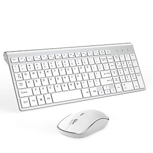Wireless Keyboard Mouse, JOYACCES 2.4G Compact and Ultra Slim Wireless Keyboard and Mouse for Windows, Computer, Desktop, PC, Laptop-Sliver