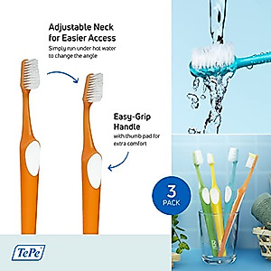 TEPE Supreme Toothbrush, Soft Bristle Toothbrush, Tapered Brush Head for Sensitive Teeth and Gum Care, Adult, 3 Pack