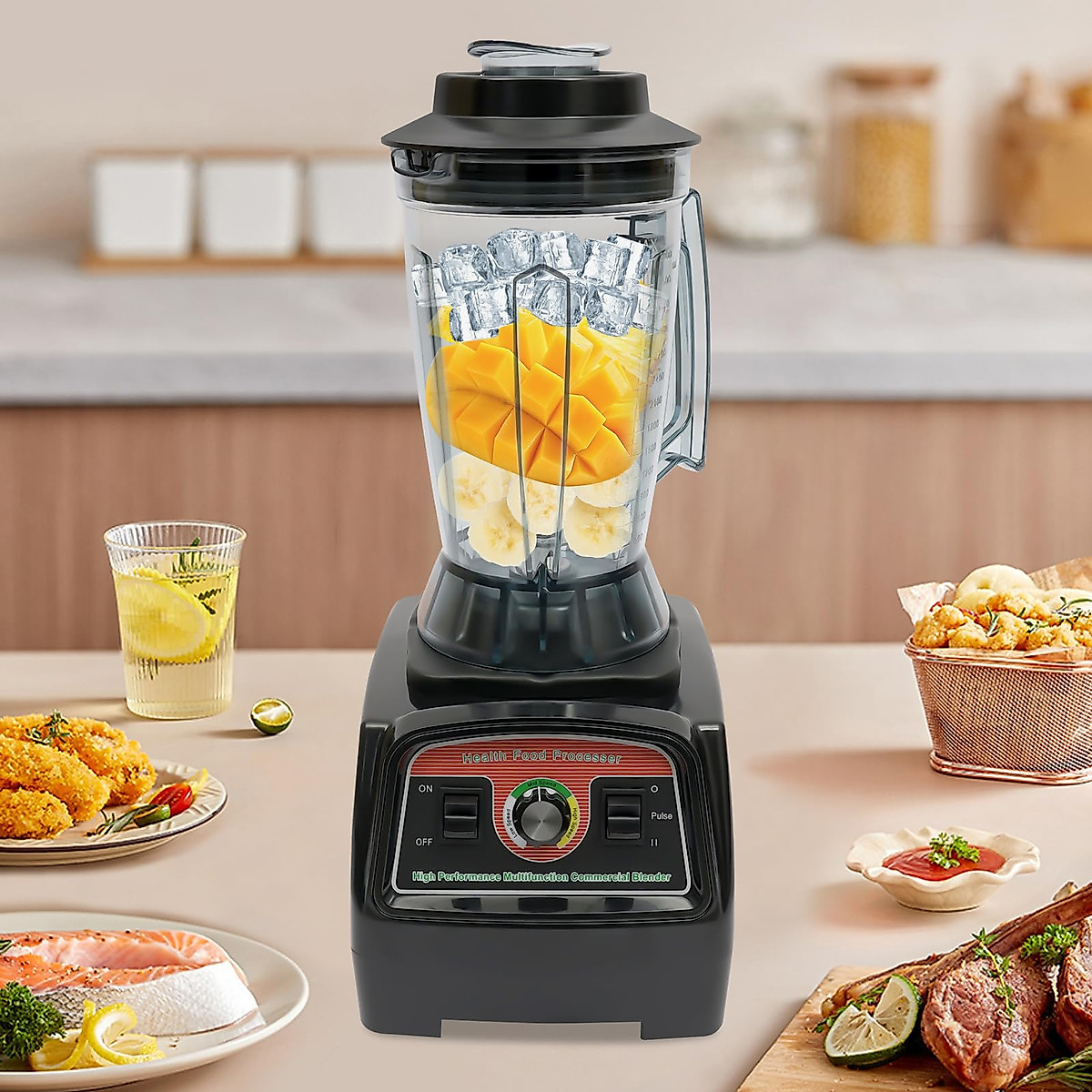 Blender 2800W Heavy Duty Commercial Blender, 4L Shakes & Smoothies Countertop Blender 57000RPM High Speed Food Processors for Baby Food, Crushing Ice or Frozen Drinks