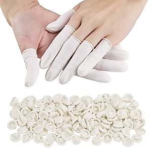 Finger Cots Small 300 Pcs Fingertips Protective Finger Cots White Disposable Finger Rubber Tips for Injured Finger,Cracked Finger,Sports
