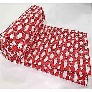 Trade Star 3 Yard 100% Cotton Printed Fabric for Dressmaking Indian Running Natural Dye Fabric for Sewing Ethnic Sanganeri Fish Print Fabric by The Yard Width 44 Inches (Pattern 1)