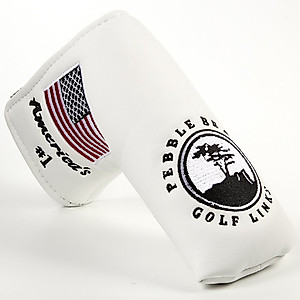 DBYAN Golf Putter Head Cover,Pebble Beach USA Flag Patterned Design Long Life Tree Print Compatible for Scotty Cameron Odyssey Blade Callaway Taylormade Titleist Ping Mizuno Cobra,White