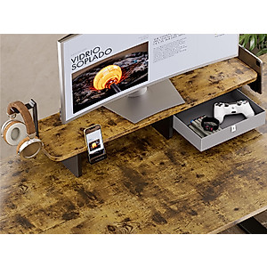 WALKINGDESK 48x24 Inches Electric Standing Desk with Drawer and Monitor Stand, Height Adjustable Stand up Desk for Home Office, Ergonomic Sit to Stand Desk with Phone Holder, 3 Hooks, Rustic Brown