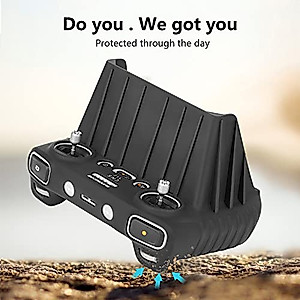 Silicone Protective Cover Case with Sunshade Sun Hood for DJI Mini 3 Pro RC Remote Controller Accessories Skin Case (Black)