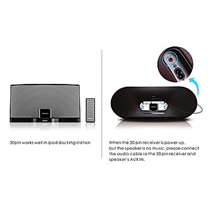 ZIOCOM [Upgrade] 30 Pin Bluetooth Adapter Audio Receiver for Bose iPod iPhone SoundDock and Other 30 Pin Dock Speakers, Upgrade Old SoundDock with 30 Pin Connector, Not for Any Cars or Motorcycles
