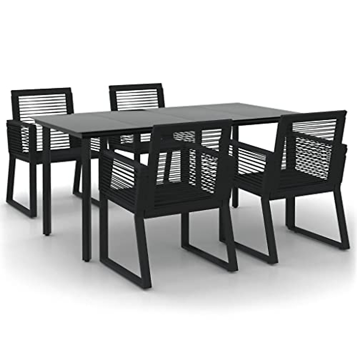 qiangxing 5 Piece Patio Dining Set Patio Table and Chairs Set Outdoor Patio Dining Set Outdoor Patio Furniture Patio Set Black PVC Rattan 3156544