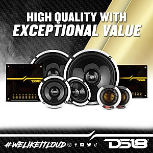DS18 DX3N Deluxe 6.5” 3-Way Neodymium Premium Car Audio Component Speaker System - 580 Watts, 4 Ohm - Set with Woofer, Midrange, Tweeter, and Crossover (8 Piece Set)