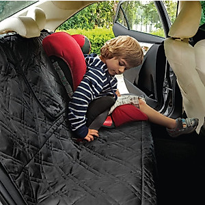 Car Back Seat Protector for Kids with Removable Zipper – Thick Padded Diamond Design Child Backseat Cover for Car Truck SUV with Non-Slip Material 100% Waterproof 600D Scratch Proof Machine Washable