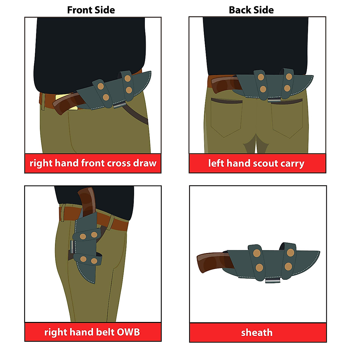 GCS Handmade G10Handle D2 Tool Steel Tactical Hunting Knife with leather sheath Full tang blade designed for Hunting & EDC GCS 10