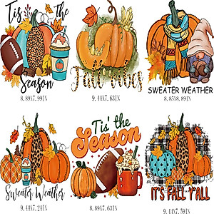 Thanksgiving Iron On Transfers Patches Pumpkin Iron On Decals Autumn Gnome Heat Transfer Vinyl Sticker Football Iron On Appliques DIY Design Craft for T-Shirt Jacket Pillow Clothes Decor 6 Sheets