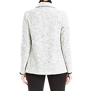 Max Studio Women's Tweed Drape Jacket with Pockets, Ivory/Black, Large