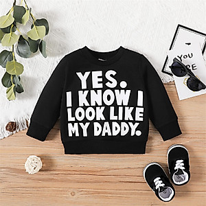 Newborn Infant Baby Girls Boys Print Letter Autumn Long Sleeve Hoodie Sweatshirt Pullover Clothes 5t Girls Sweatshirts (Black, 12-18 Months)