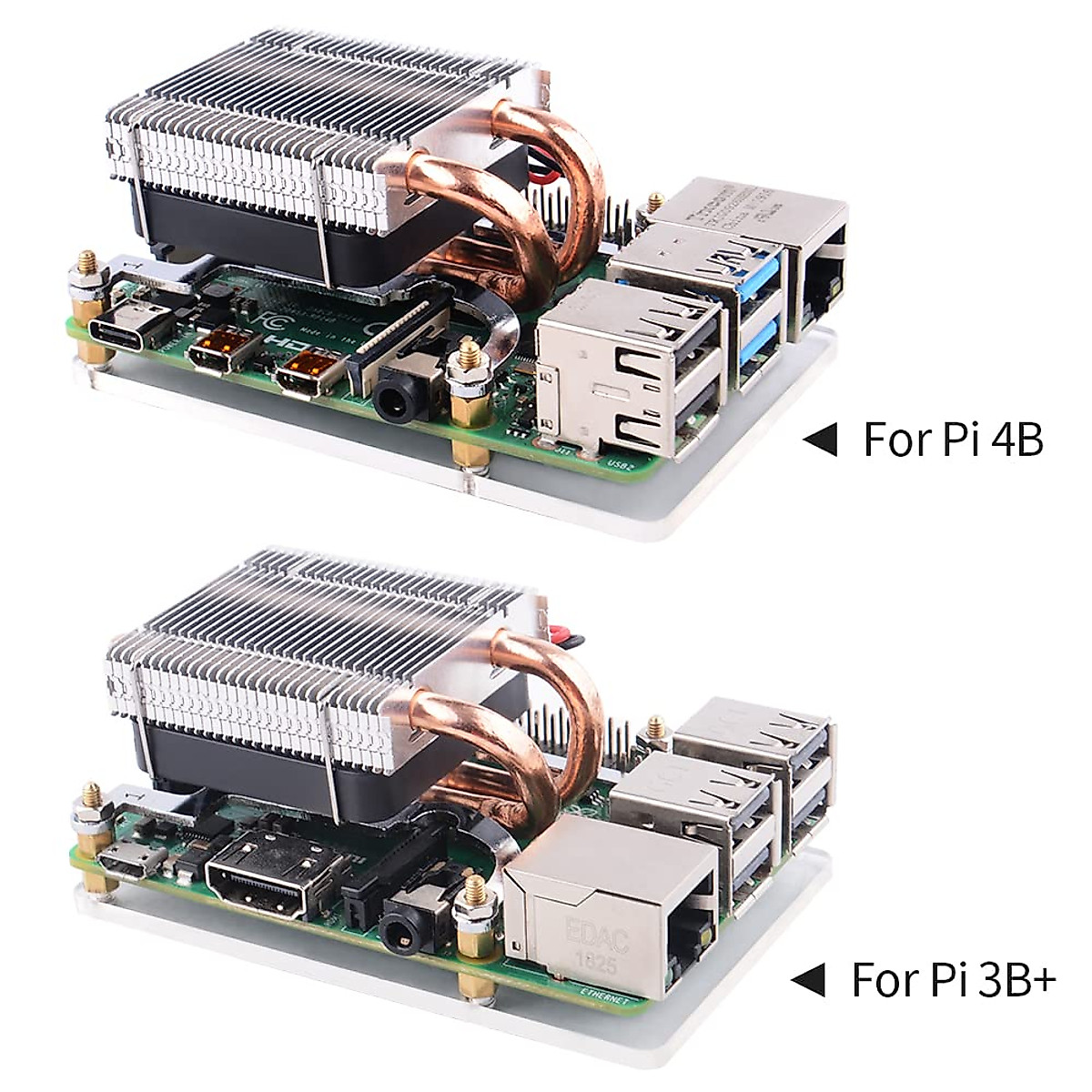 GeeekPi Cooling Fan for Raspberry Pi 4, Low Profile CPU Cooler with 40x40x10mm Cooling Fan and Aluminum Heatsink, Compatible with Raspberry Pi 4 Model B & Pi 3B+/Pi 3B (Type B)