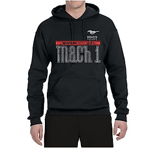Wild Bobby Ford Mustang 50 Years Logo Mach 1 Classic Emblem Cars and Trucks Unisex Graphic Hoodie Sweatshirt, Black, X-Large