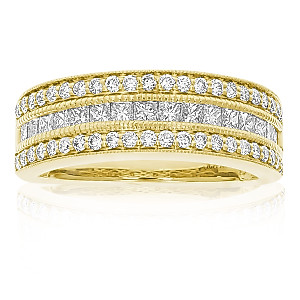 Vir Jewels 1 cttw Princess and Round Diamond Wedding Band with Milgrain 14K Yellow Gold Size 9