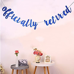 Starsgarden Retirement Party Banner, Happy Retirement, I'm Retired, Goodbye Tension Hello Pension, Goodluck We Will Miss You Retirement Party Hanging Paper flag(Blue Retired)
