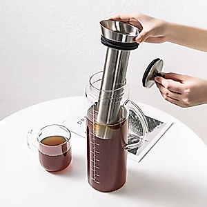 Aquach Cold Brew Coffee Iced Tea Maker & Fruit Pitcher - Large Capacity 68 Ounces - with Durable Glass Carafe / Fine Mesh Steel Infuser / Airtight Lid
