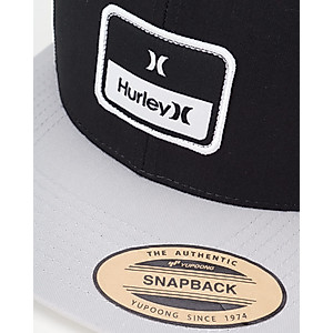 Hurley Men's Caps - Flat Brim Mesh Panel Baseball Cap Trucker Hat - Snap Back Hats for Men, Size One Size, Wolf Grey/Black